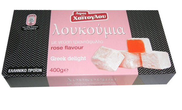 Loukoumi Greek Delight with Rose Flavor (Xaitoglou) 400g – Parthenon Foods