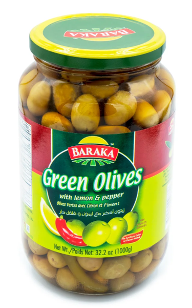 Green Olives with Lemon and Pepper (Baraka) 32.2 oz – Parthenon Foods