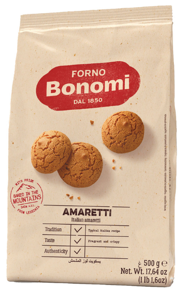 Amaretti Italian Cookies (Bonomi) 500g Bag – Parthenon Foods