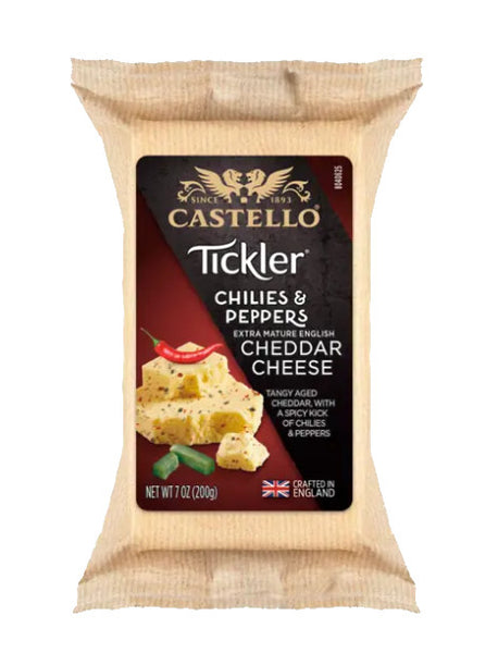 Tickler Cheddar Cheese, Chilies & Peppers (Castello) 7 oz – Parthenon Foods