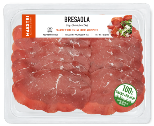 Bresaola, Dry-Cured Lean Beef - Pre-Sliced (Maestri) 3 oz – Parthenon Foods