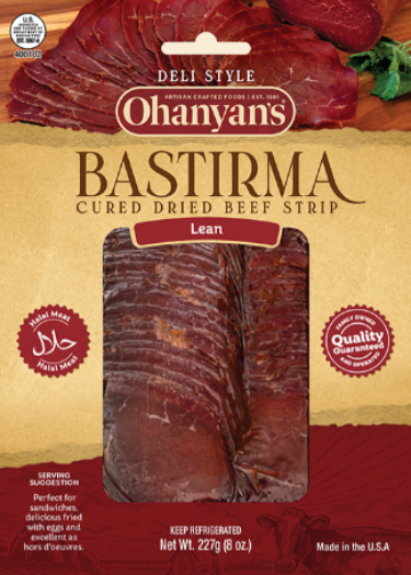 Bastirma-Cured dried beef SLICED Strips, approx. 0.5lb – Parthenon Foods