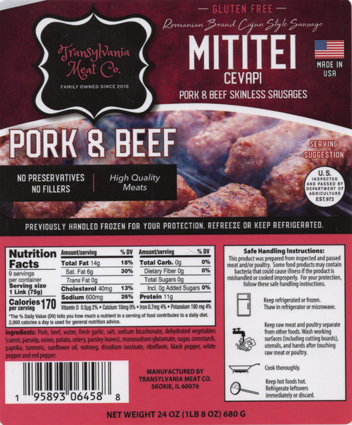 Mititei Pork And Beef Sausages (Transylvania Meat Co.) approx. 1.5 lbs ...