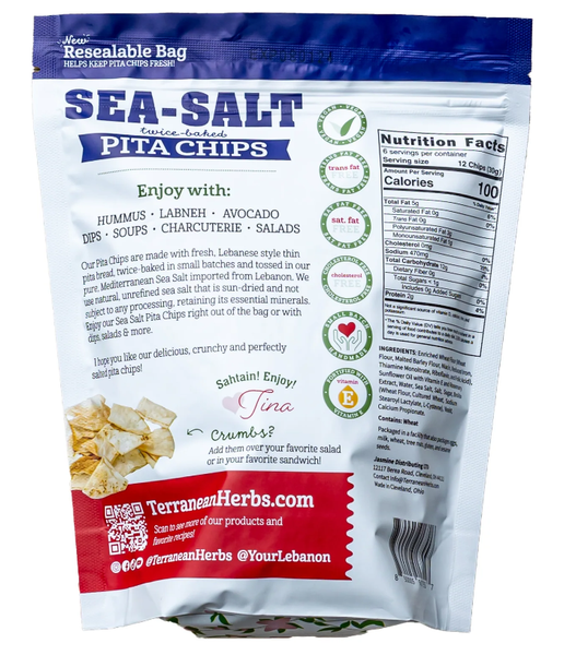 Sea Salt Twice-Baked Pita Chips (Terranean) 6.5 oz (184.27g ...