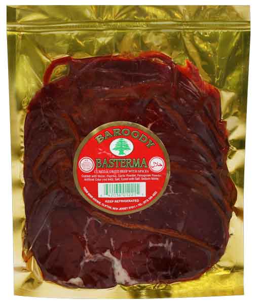 Basterma - Cured and Dried Beef SLICED Strips (Baroody) approx. 10 oz ...