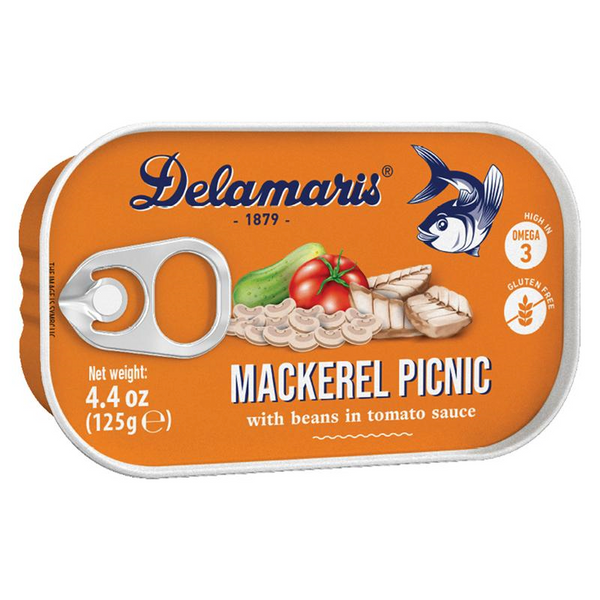 Mackerel Salad Picnic with White Beans, 125g (Delamaris) – Parthenon Foods