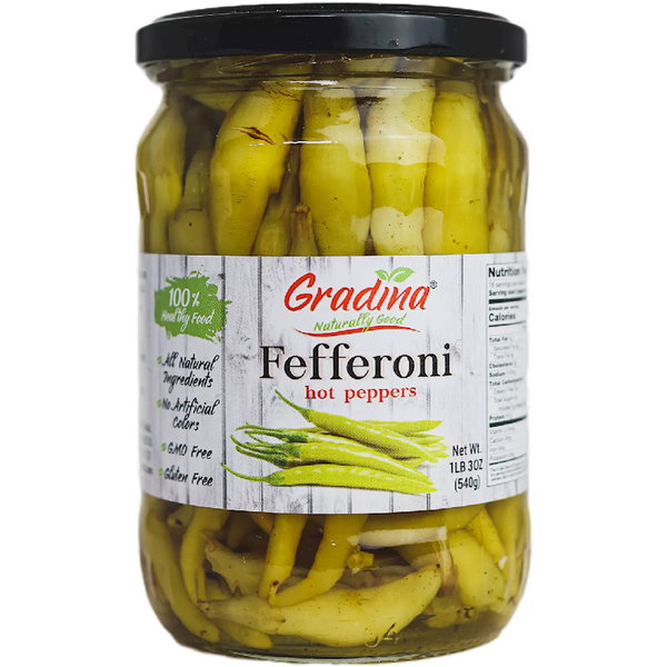 Fefferoni, Hot Peppers (Gradina) 17 oz (490 g) – Parthenon Foods