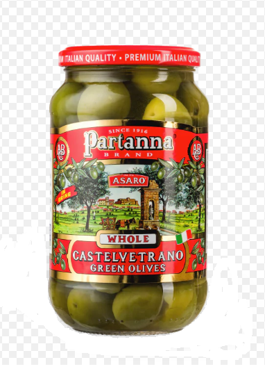 Partanna Whole Castelvetrano Green Olives, DR WT 12 oz (340g) JAR ...