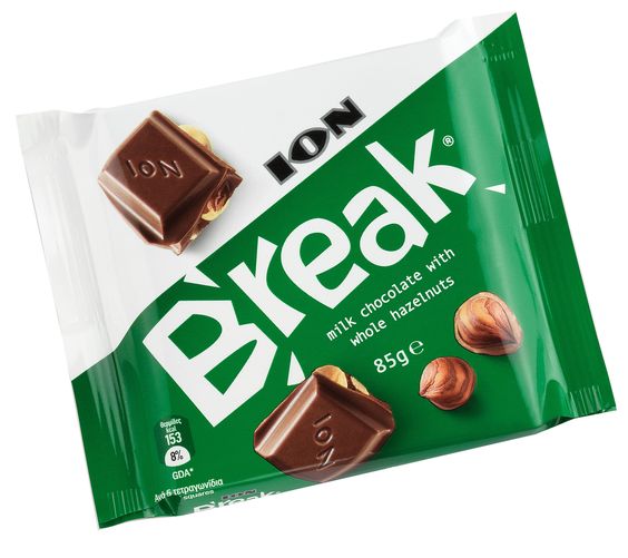 Break Milk Chocolate with Whole Hazelnuts (Ion) 85g – Parthenon Foods