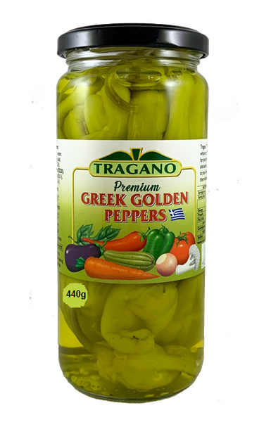 Greek Golden Peppers, Pepperoncini (Tragano) 440g – Parthenon Foods