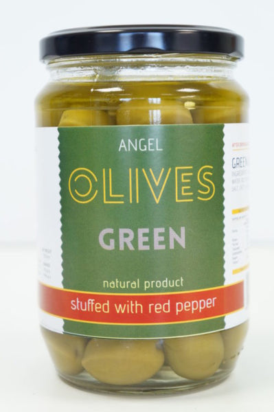 Angel Green Olives Stuffed with Red Pepper, 1kg Jar, 600 g Dr. Wt ...