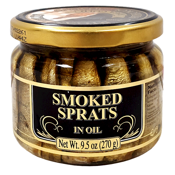 Riga Gold Smoked Sprats in Oil, 270g Jar or Old Riga – Parthenon Foods