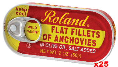 Anchovy Fillets in Olive Oil (Roland) CASE (25 x 2 oz) cans – Parthenon ...
